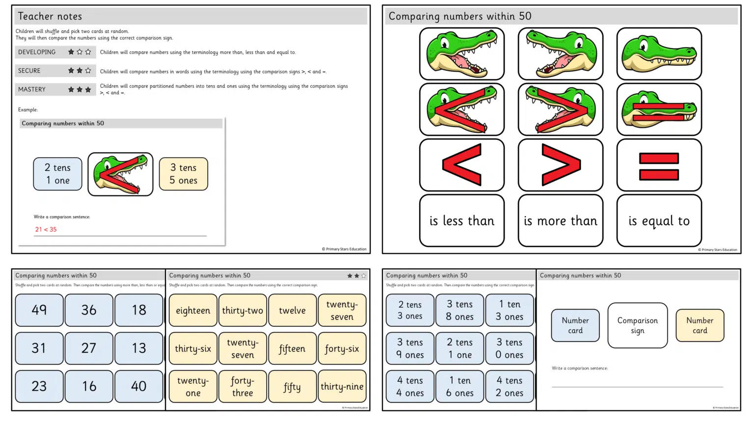 Comparing numbers (within 50) | Practical – Primary Stars Education