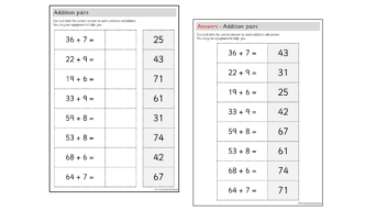 Addition pairs | Activity – Primary Stars Education