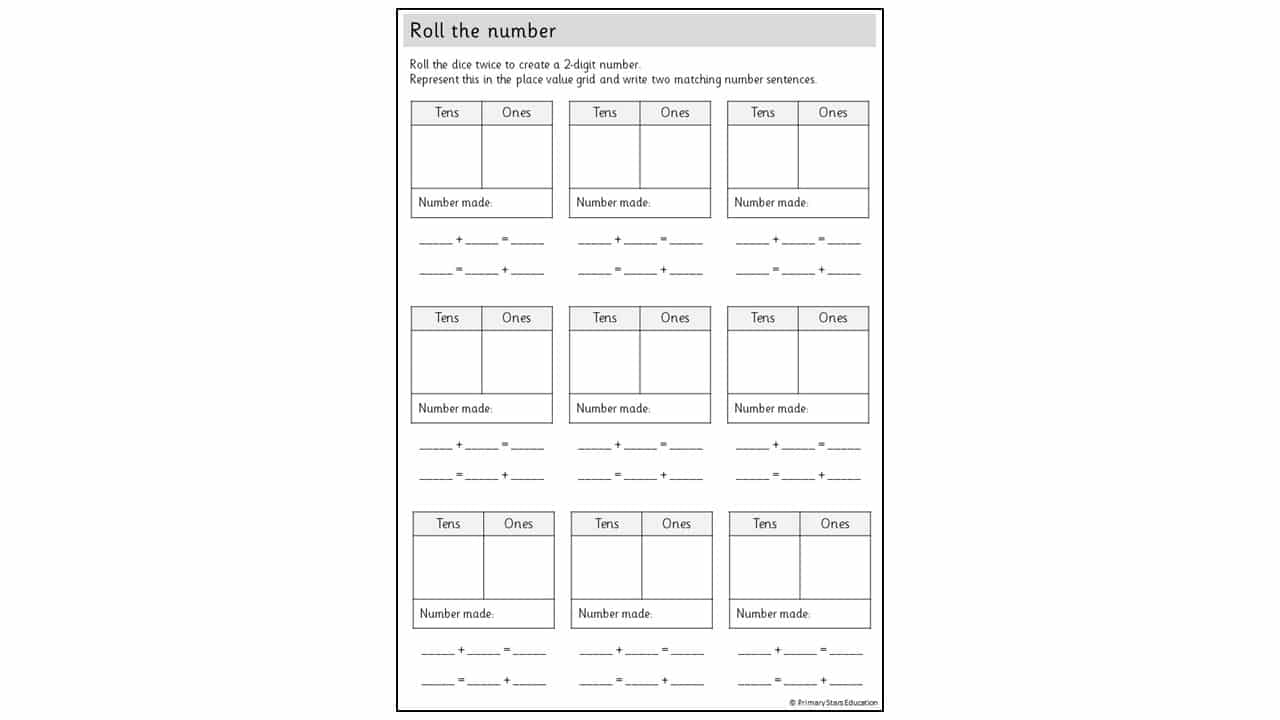 Roll the number (within 100) | Game – Primary Stars Education