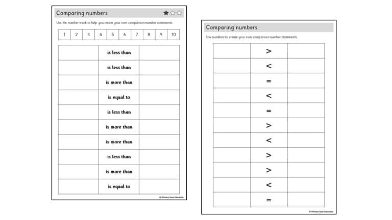 Comparing numbers (within 10) | Activity – Primary Stars Education