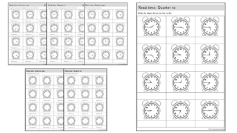Quarter past and quarter to | Worksheets – Primary Stars Education