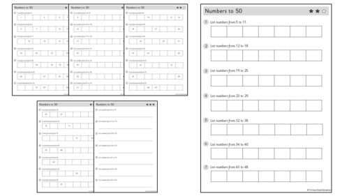 Numbers to 50 | Worksheets – Primary Stars Education