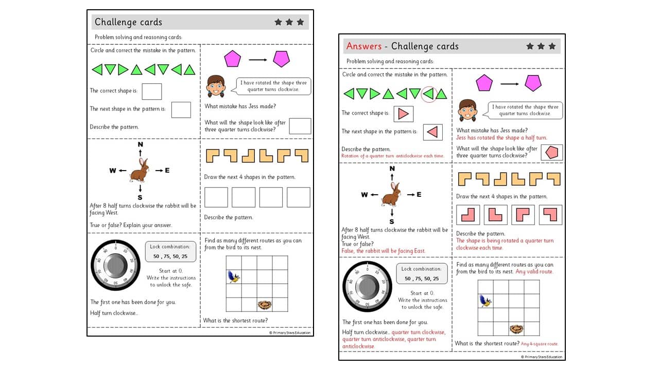 Movement and turns | Mastery Cards – Primary Stars Education