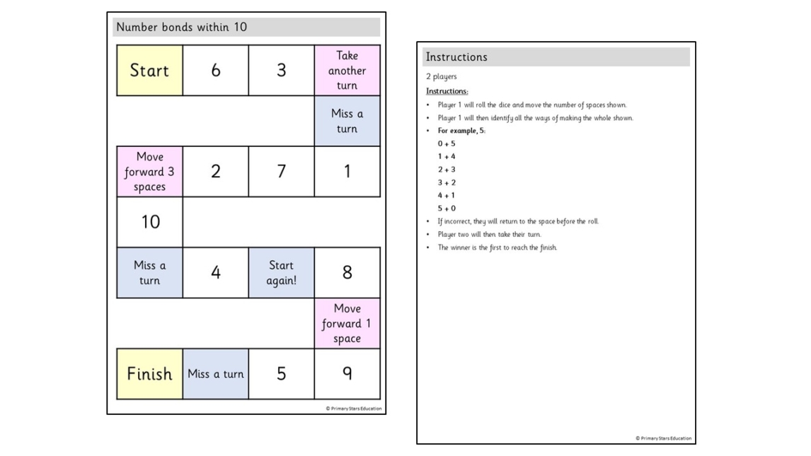 Number bonds within 10 | Game – Primary Stars Education