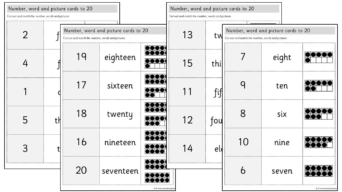 Number, word and picture cards to 20 | Game – Primary Stars Education