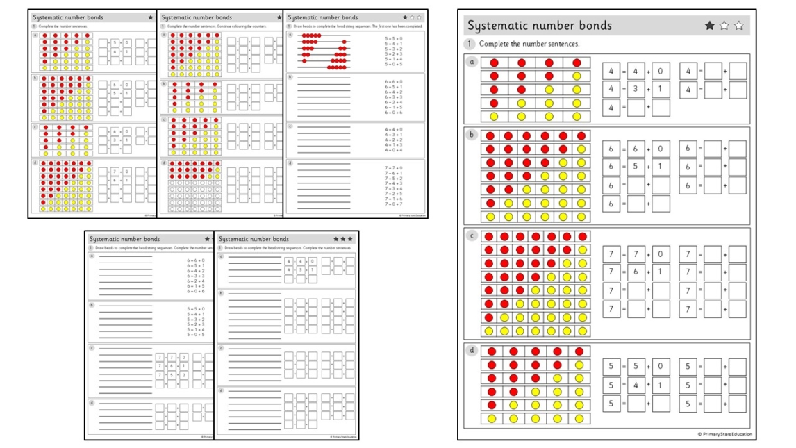 Systematic number bonds (within 10) | Worksheets – Primary Stars Education