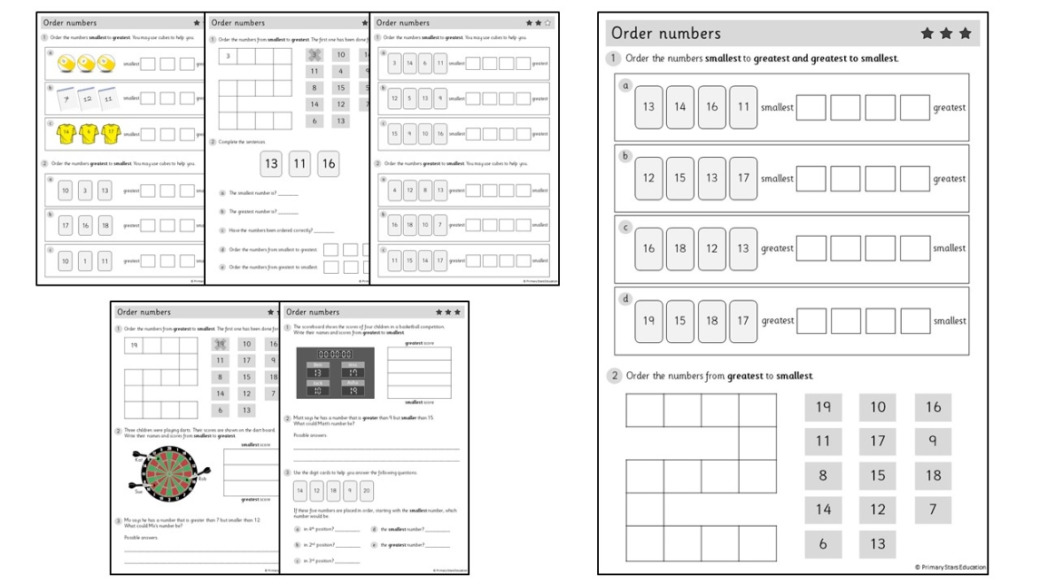 Order numbers (within 20) | Worksheets – Primary Stars Education