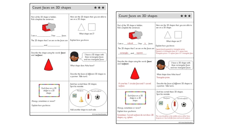 Count faces on 3D shapes | Mastery Cards – Primary Stars Education