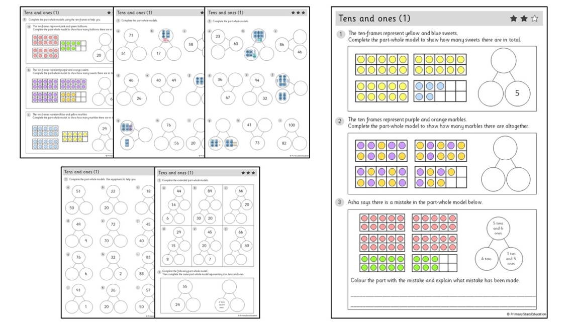 Tens and ones (within 100) | Worksheets – Primary Stars Education