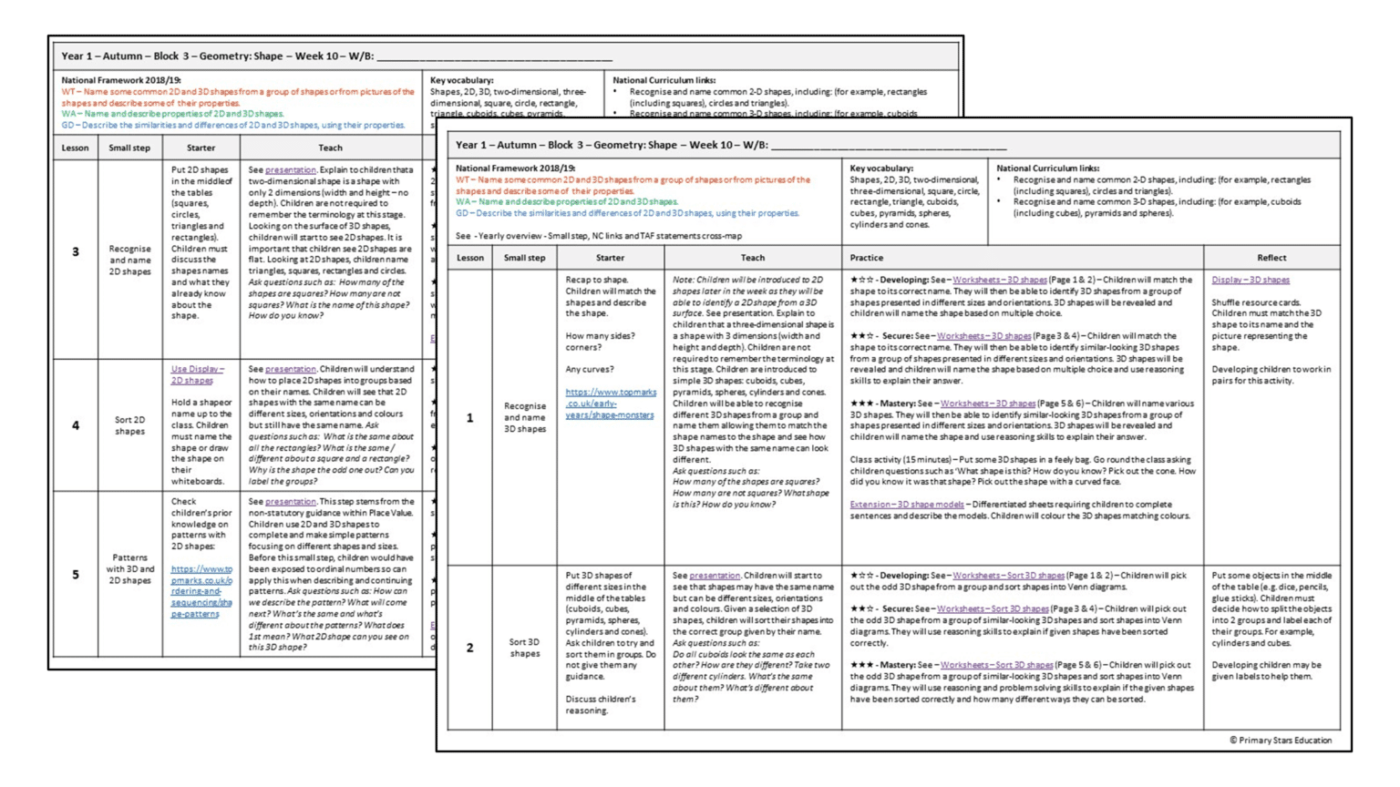 Geometry Shape Week 10 | Lesson Plan – Primary Stars Education