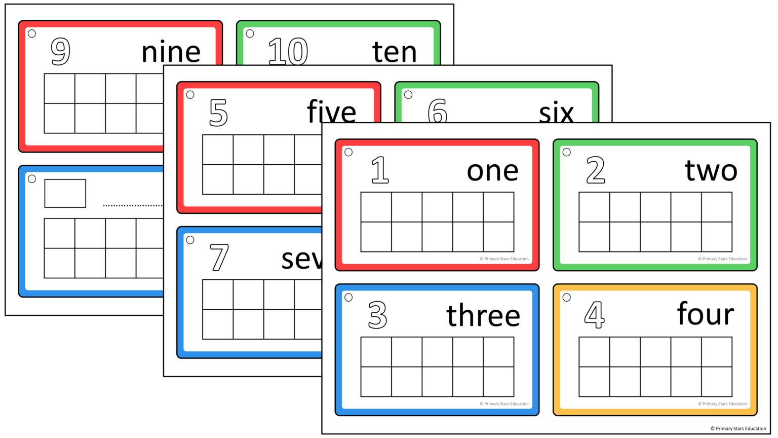 1-10 ten frame flash cards | Practical – Primary Stars Education