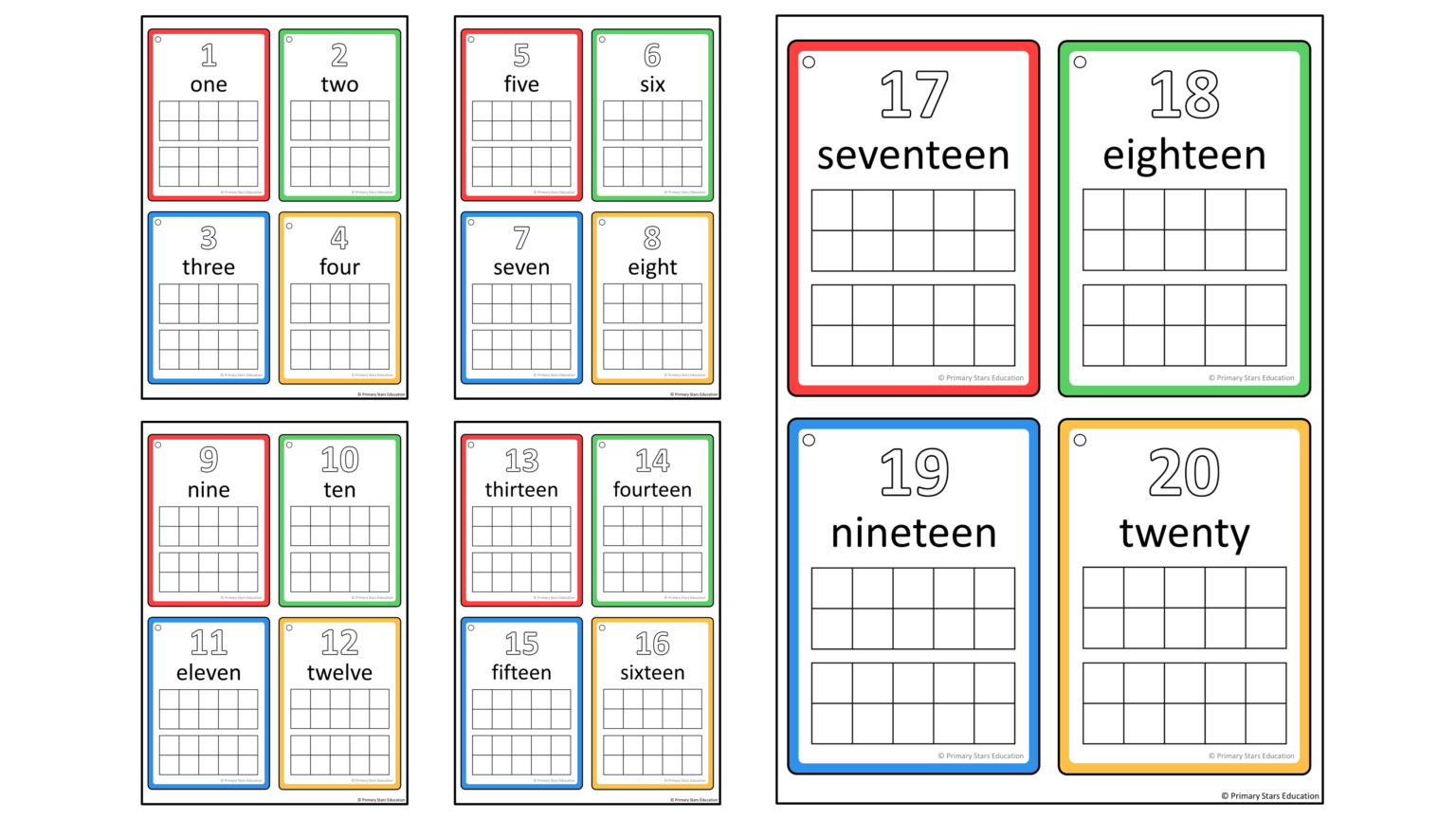 1-20 ten frame flash cards | Practical – Primary Stars Education
