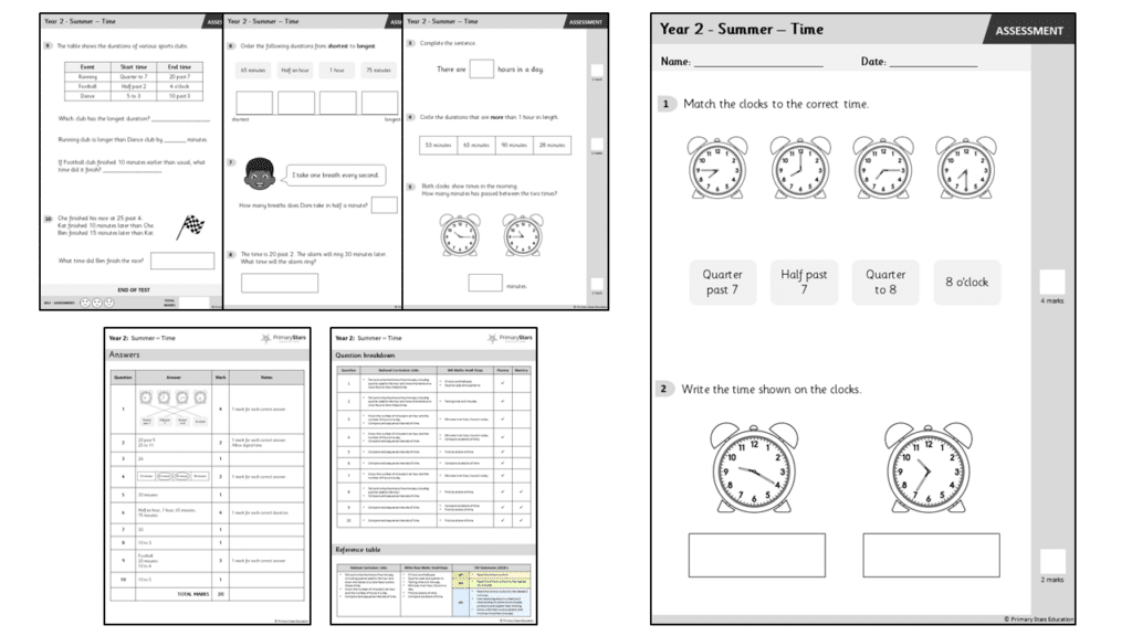Quarter past and quarter to | Worksheets – Primary Stars Education