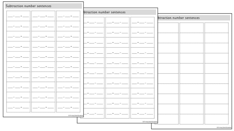 Subtraction number sentences | Template – Primary Stars Education