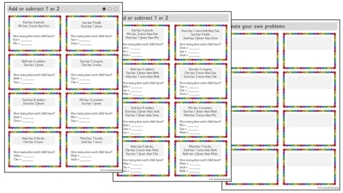 Add or subtract 1 or 2 | Word Problems – Primary Stars Education