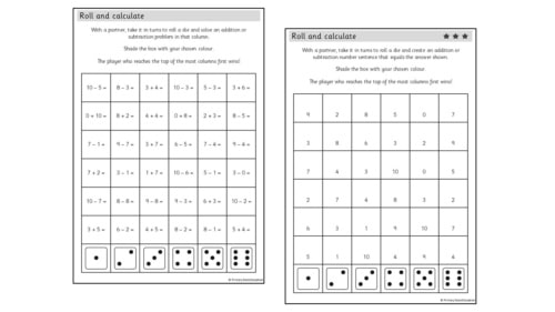 Roll and calculate to 10 | Game – Primary Stars Education