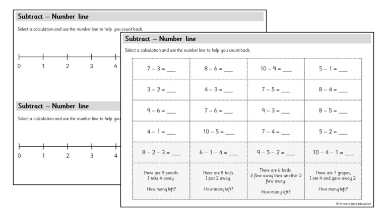 Subtract number line | Practical – Primary Stars Education