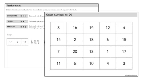 Order numbers to 20 | Practical – Primary Stars Education