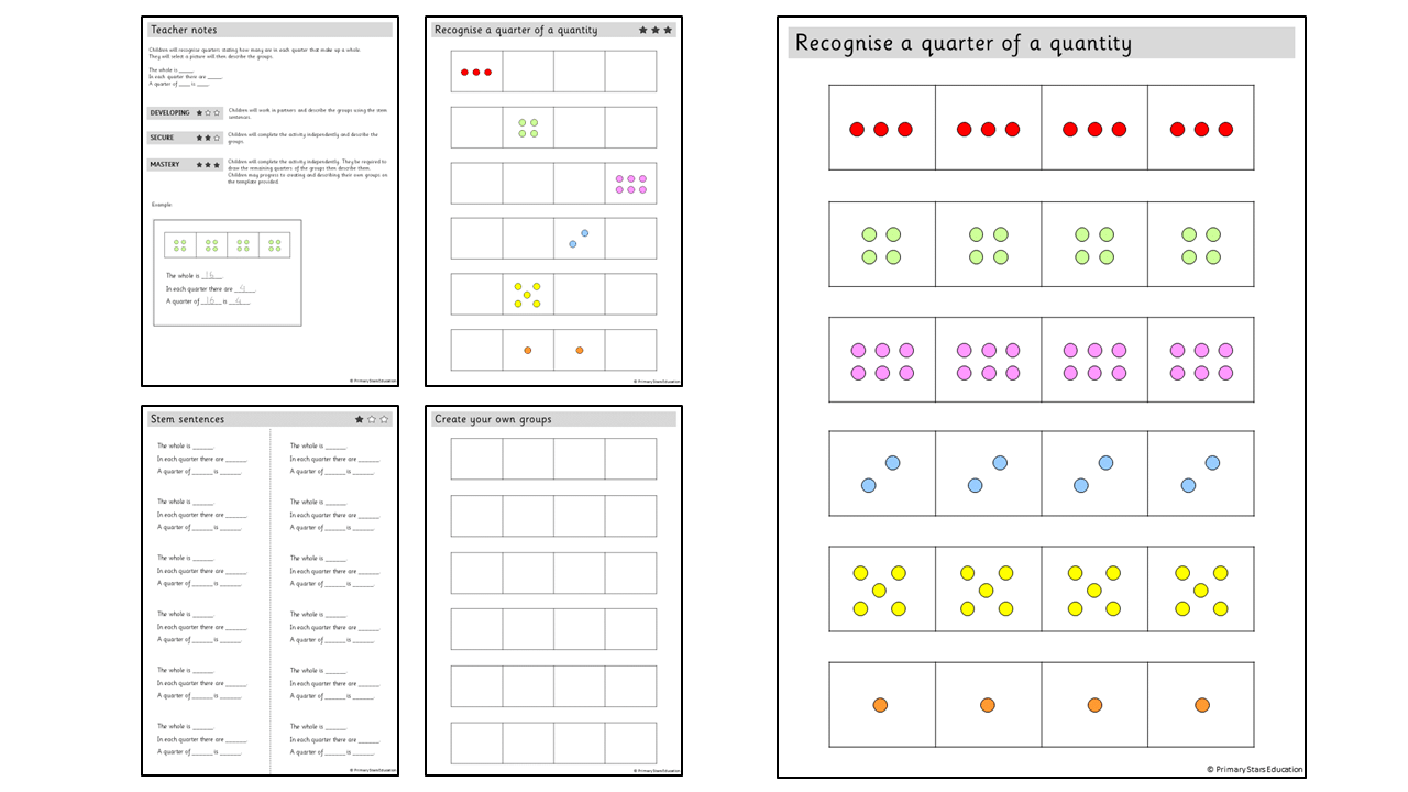 Recognise a quarter of a quantity | Practical – Primary Stars Education