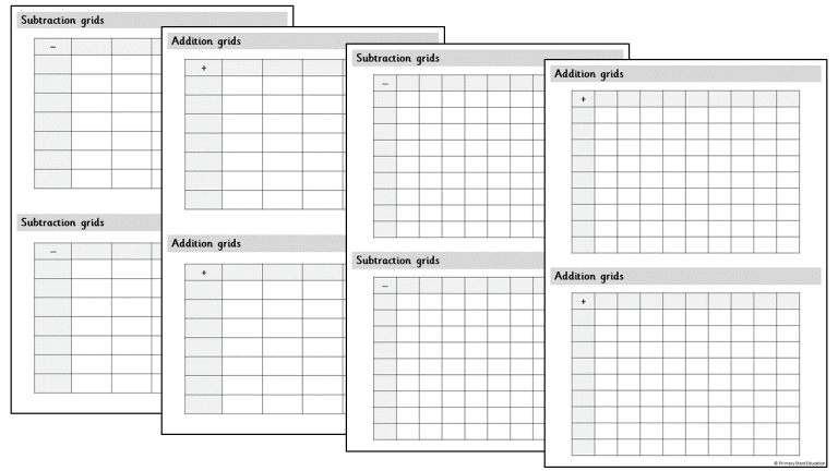 Addition and subtraction grids | Template – Primary Stars Education